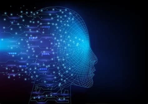 Inteligencia artificial esquema de cabeza humana con líneas de