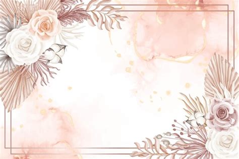 우아함 Boho 스타일 핑크 장미 꽃 배경 무료 벡터