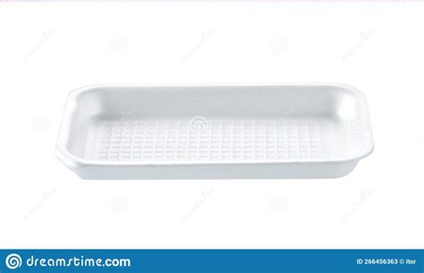 Empty Rectangle Shape Styrofoam Food Tray Isolated On White Background