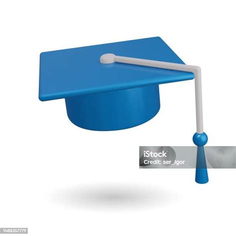현실적인 3d 아이콘 대학 모자 졸업 모자 박격포 보드 벡터 그림입니다 대학 모자 졸업 모자 대학 졸업 축하를 위한 박격포 보드 요소 3차원 형태에 대한 스톡 벡터 아트 및
