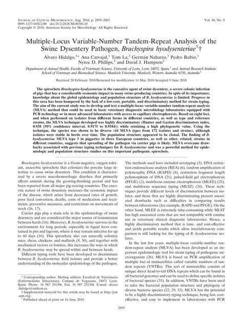 pdf multiple locus variable number tandem repeat analysis of the