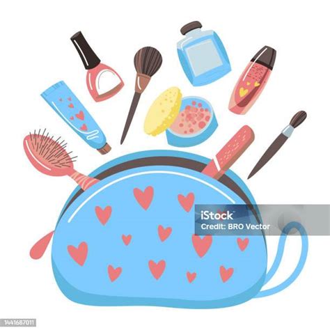 화장품 가방 벡터 일러스트 레이 션에 떨어지는 메이크업 제품 가방에 대한 스톡 벡터 아트 및 기타 이미지 가방 디자인 떨어짐 Istock