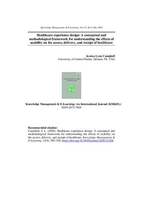 Pdf Healthcare Experience Design A Conceptual And Methodological