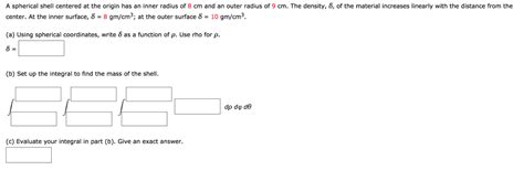 solved a spherical shell centered at the origin has an inner