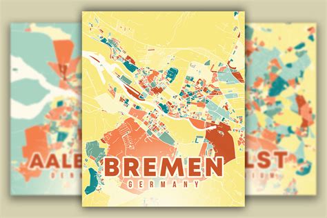 Bremen Germany Colorful Poster Map Graphic By Poster Boutique