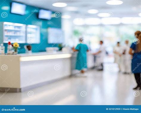 Blurred Dispense Counter Of Hospital Or Clinical Stock Illustration