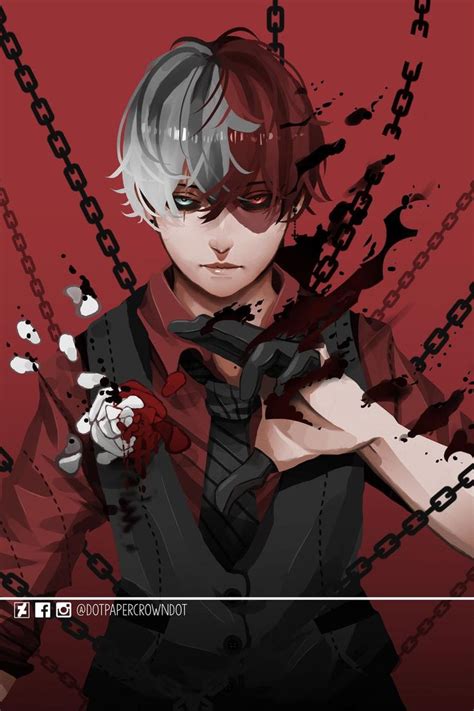 An Anime Character With White Hair And Red Eyes Holding His Hands Out