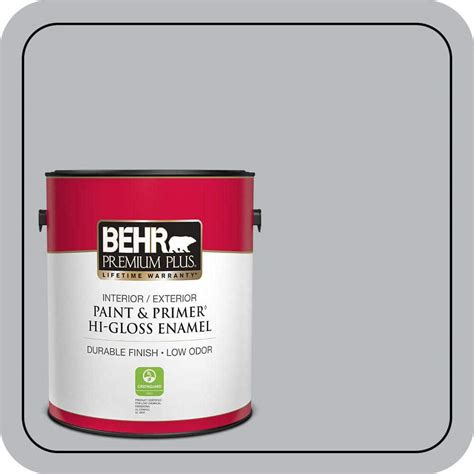 BEHR PREMIUM PLUS Gal PPU French Silver Hi Gloss Enamel Interior Exterior Paint