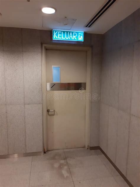 Exit Door At Wall Corner And Clear Signage Stock Image Image Of Door