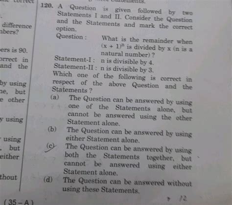 120 A Question Is Given Followed By Two StudyX