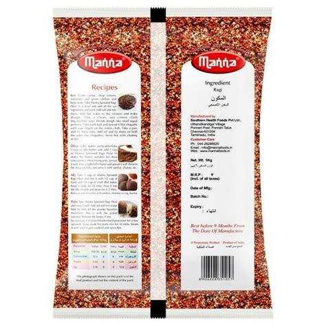 Manna Sprouted Ragi Flour 1 Kg Jiomart