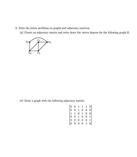 solved 3 solve the below problems on graphs and adjacency