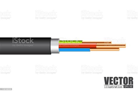 흰색 배경에 격리 된 전기 케이블 벡터 그림입니다 전기 케이블의 배경 0명에 대한 스톡 벡터 아트 및 기타 이미지 0명 3차원 형태 개체 그룹 Istock