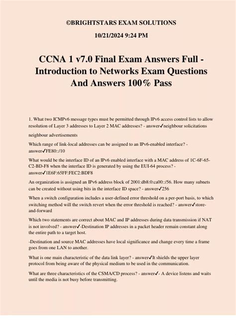 Ccna 1 V70 Final Exam Answers Full Introduction To Networks Exam