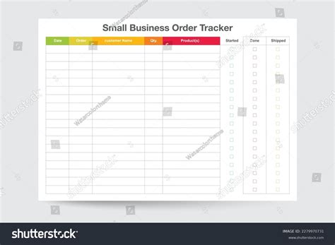 Small Business Order Tracker Sheetcustomer Order Stock Vector Royalty Free 2279970731