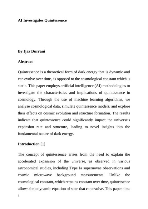 Pdf Ai Investigates Quintessence