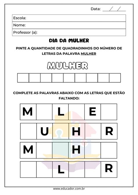 Atividades Para O Dia Da Mulher Modelos E Plano De Aula Educador