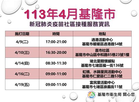 基隆市信義區衛生所－新聞稿－基隆市衛生局提醒連假更要顧健康，也提早規劃接種新冠xbb疫苗