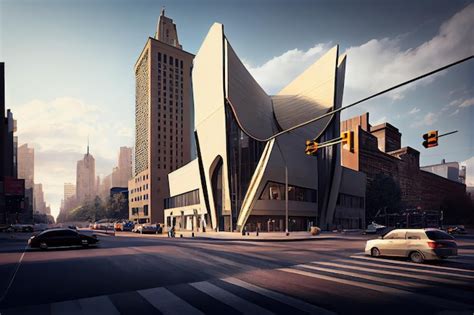 Premium Ai Image City Street Intersection With Modern Sleek