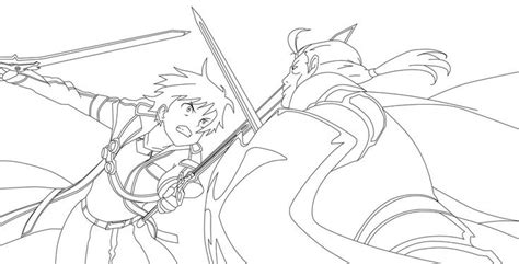 Kirito Vs Heathcliff Lineart By Bhirawa2468 Sword Art Online
