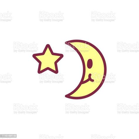 Ilustración De Vector Lindo Icono De La Media Luna Amarilla Y Más