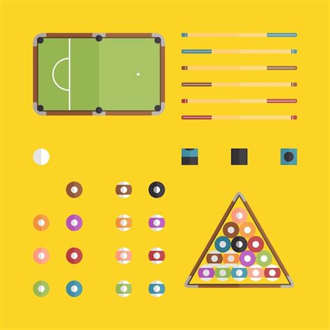 Premium Vector Flat Billiards Icons Design With Yellow Background