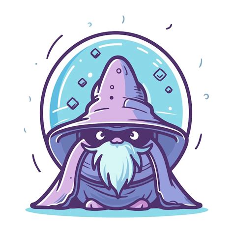Premium Vector Cute Cartoon Wizard In A Hat And Cloak Vector Illustration