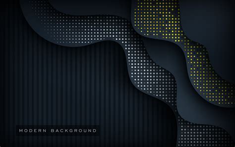 Abstract Dark Blue Navy Gradient Overlap Layers With Glitters Dots Wavy Background Eps10 Vector