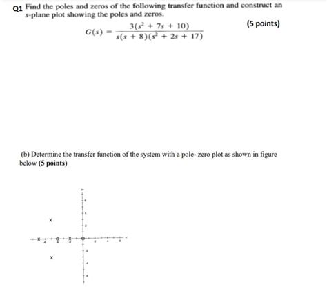 solved q1 find the poles and zeros of the following transfer