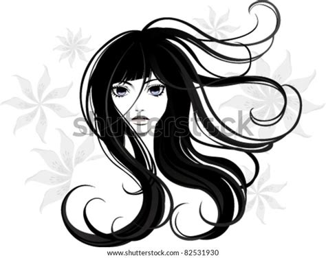 Vector Illustration Cute Girl Black Hair Stock Vector Royalty Free