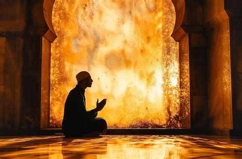 Premium Photo Silhouette Of Muslim Man Sitting While Raised Hands And