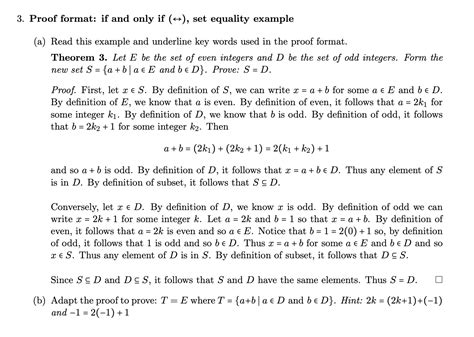 Solved Proof Format If And Only If Set Equality Chegg Com