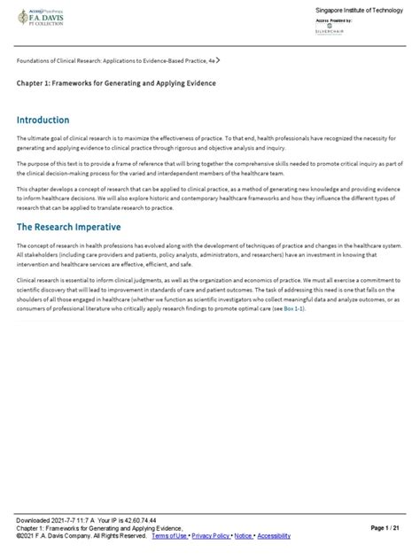 Chapter 1 Frameworks For Generating And Applying Evidence Pdf