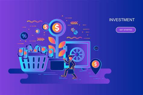 Banner de web de concepto de línea plana degradado moderno de inversión