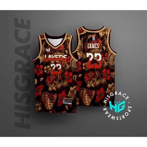 255 HG BASKETBALL CONCEPT LAKERS BROWN COI FISH FULL SUBLIMATION JERSEY