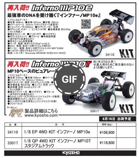 Kyosho Rc Information 18 インファーノ Mp10e（電動）＆ Mp10t（トラギー） 再入荷 らじつう ラジコン通信