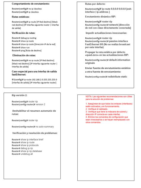 comandos router pdf enrutador computación dirección ip