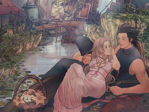 Aerith Gainsborough And Zack Fair Final Fantasy And 3 More Drawn By