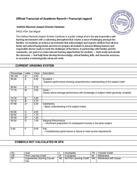 Legend Transcripts Pdf Course Credit Learning