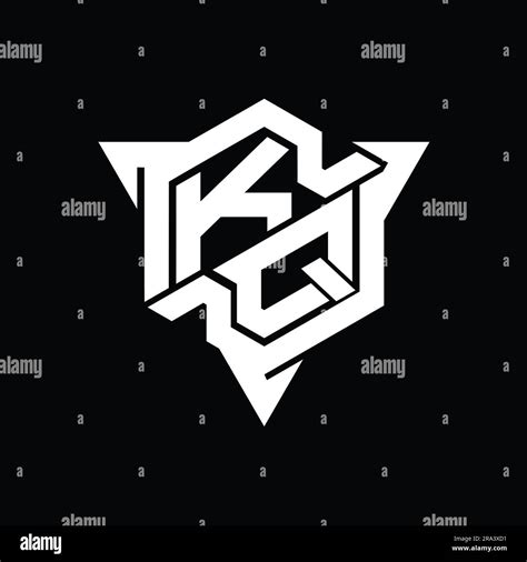 Kq Letter Logo Monogram Hexagon Shape With Triangle Outline Gaming Style Design Template Stock