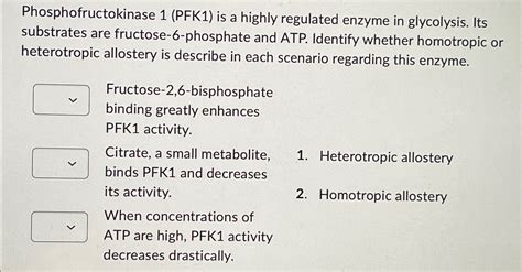 Solved Phosphofructokinase 1 Pfk1 ﻿is A Highly Regulated