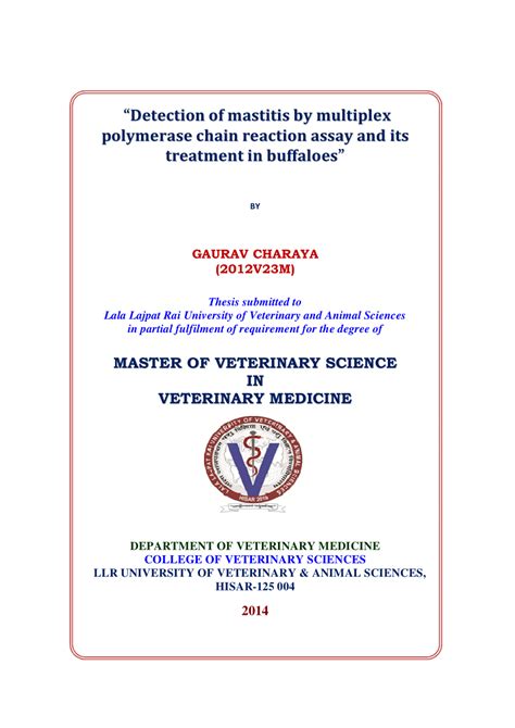 Pdf Detection Of Mastitis By Multiplex Polymerase Chain Reaction Assay And Its Treatment In