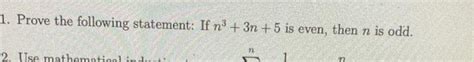 Solved Prove The Following Statement If N33n5 Is Even