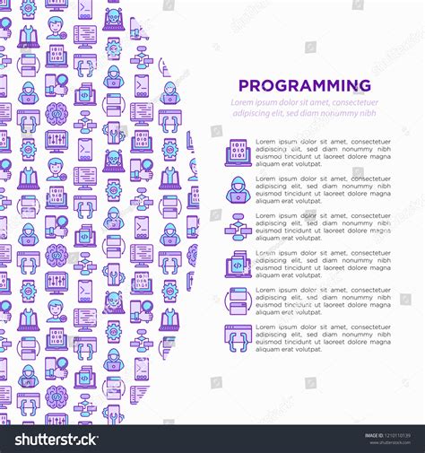 Programming Concept Thin Line Icons Developer Stock Vector Royalty
