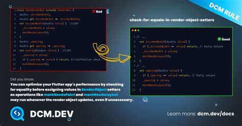 🚀 Check For Equals In Render Object Setters Rule Dcm Analyzer Posted On The Topic Linkedin