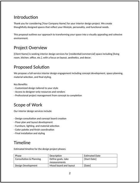 Interior Design Proposal Free Template