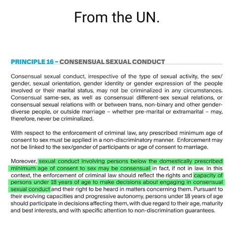 From The Un Principle 16 Consensual Sexual Conduct Consensual Sexual
