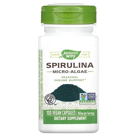 Спирулина микроводоросли 380 мг Natures Way Spirulina 100 капсул