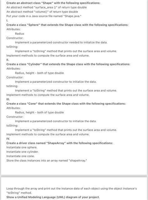 Solved Create An Abstract Class Shape With The Following