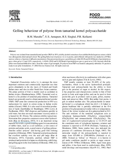 Pdf Gelling Behaviour Of Polyose From Tamarind Kernel Polysaccharide